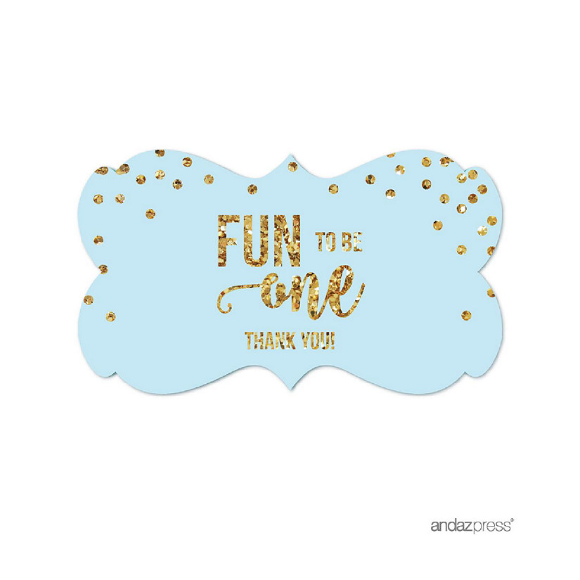 36 Light Blue Gold Boy Fancy Frame Label | Oriental Trading