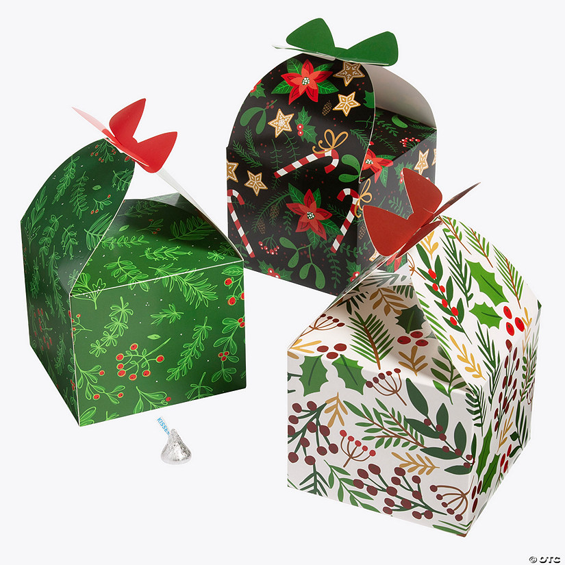 3D Christmas Greenery Gift Boxes with Bow - 12 Pc. - Discontinued