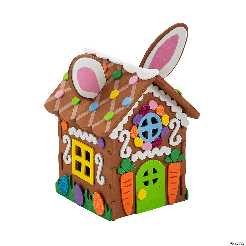 3D Easter Bunny House Foam Craft Kit - Makes 12 | Oriental Trading