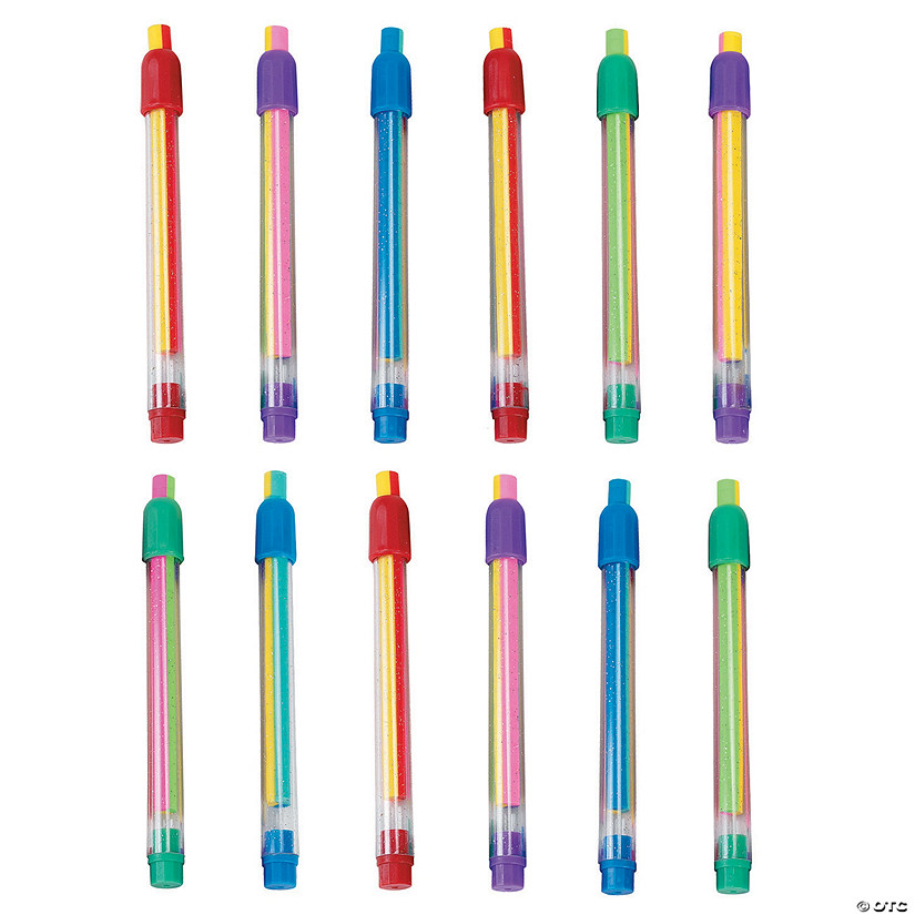 4 1/2" Rainbow Striped Extendable Rubber Eraser Sticks - 12 Pc ...