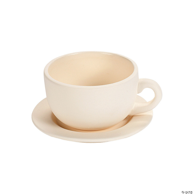 4 5/8" DIY Paintable Ceramic Tea Cup Planters with Saucer - 6 Pc ...