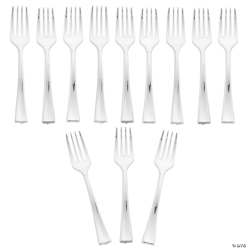 4" Mega Bulk 200 Ct. Mini Metallic Silver Disposable Plastic Forks