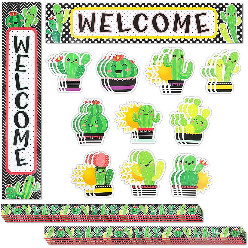 40 Pieces Cactus Classroom Decorations and Bulletin Board with Banner ...
