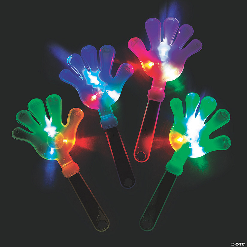 5 1/2" x 11" Large Light-Up Solid Color Plastic Hand Clappers - 12 Pc ...