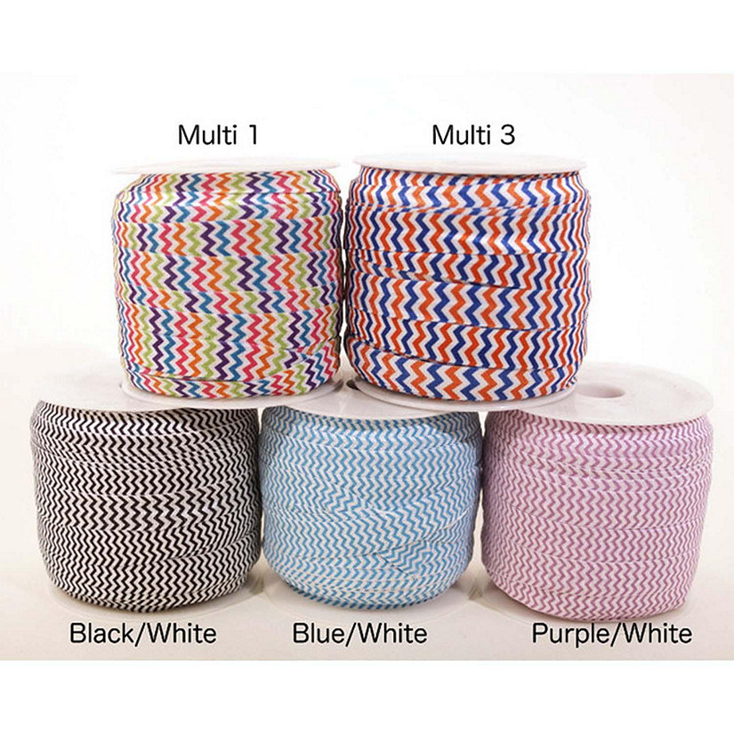5/8 x 50 Yards Rainbow Colored Chevron Fold Over Elastic Sewing Trim ...