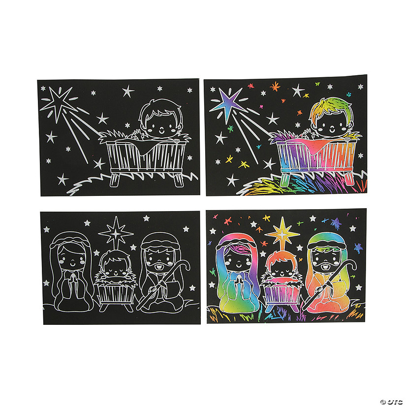 5" x 7" Magic Color Scratch Nativity Scene Activity Sheets - 24 Pc.