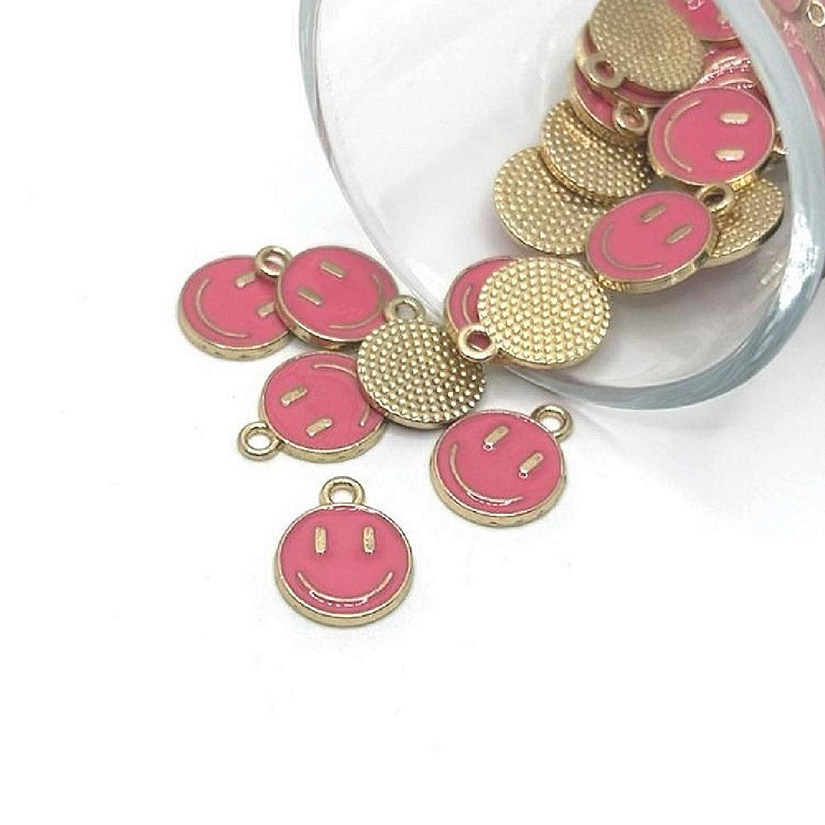50 Bright Pink Smiley Face Charms | Oriental Trading