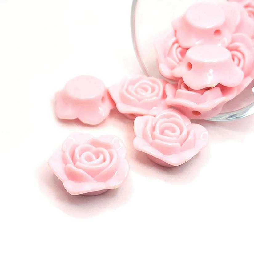 50 Pcs Pink Chunky Rose Flower Beads