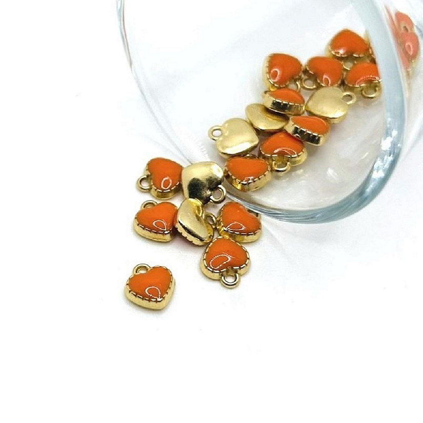50 Pcs Small Orange Heart Charms | Oriental Trading