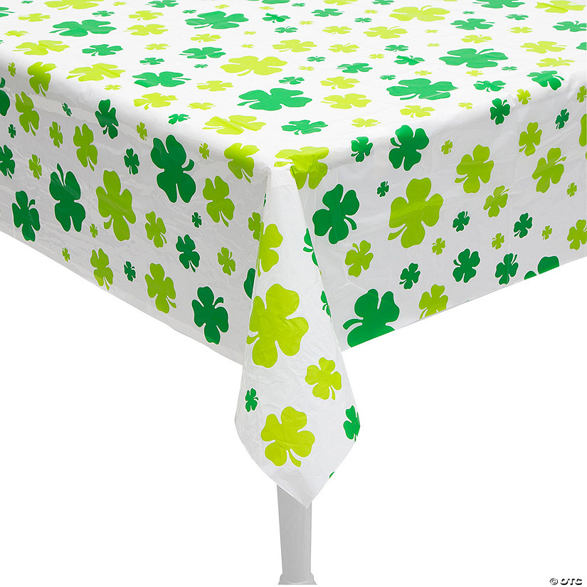 54" x 108" St. Patrick’s Day Shamrock Rectangle Disposable Plastic ...