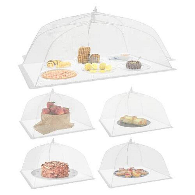 6 Pack Mesh Food Cover Set, 2 Jumbo (39" x 24") & 4 Large (17”x17”) Pop-Up Food Tents, Food Nets ...