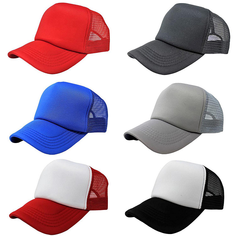 6-Pack Trucker Hat Adjustable Cap (Mix) | Oriental Trading