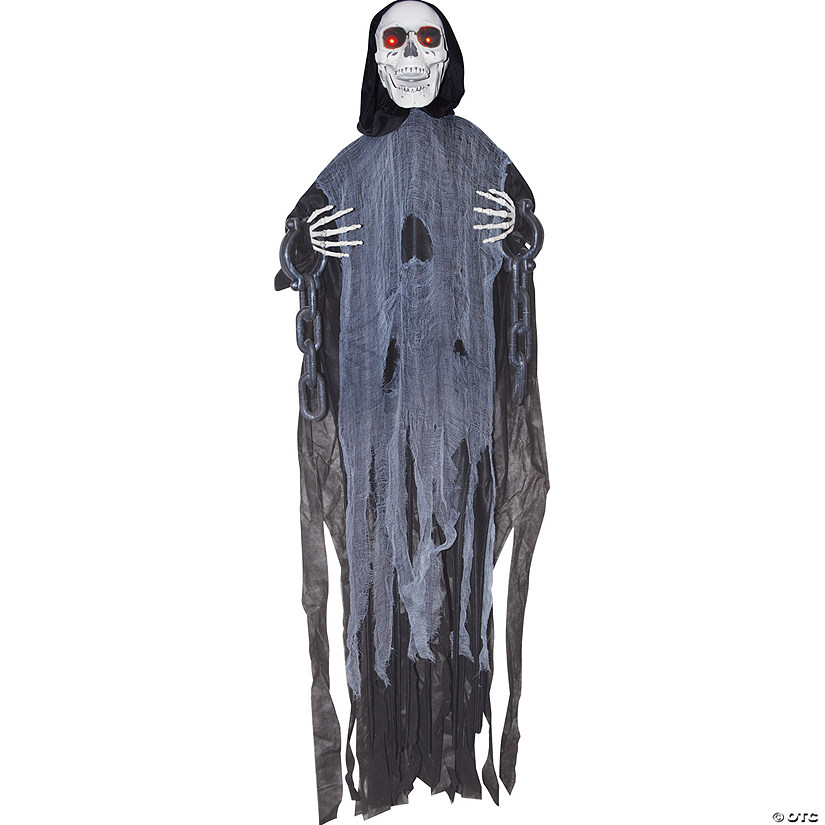 60" Animated Light-Up Hanging Ghost Skeleton in Chains Halloween ...