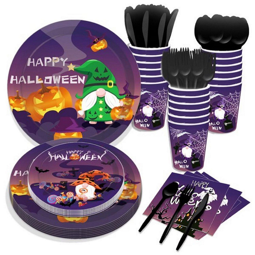 68 Pc. Halloween Dwarf Disposable Tableware Set Serves 8 Guests