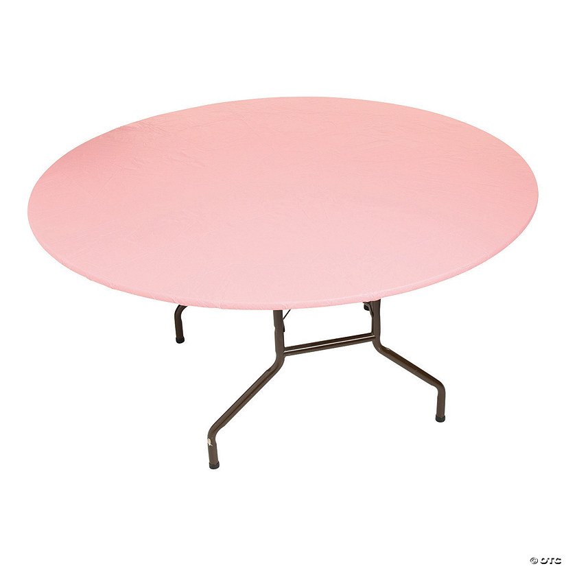 68" Pink Fitted Round Plastic Tablecloth | Oriental Trading