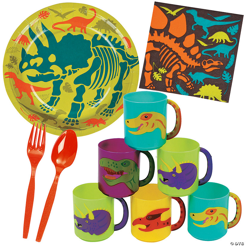 76 Pc. Dino Dig Dessert Tableware Kit for 12 Guests