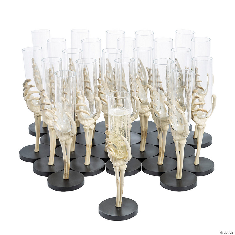 8 1/4" 2 oz. Bulk 48 Ct. Skeleton Hand Reusable Plastic Glasses ...