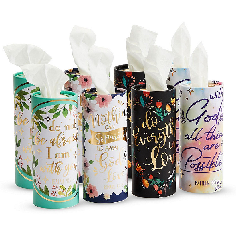 8-Pack Round Tissue Boxes - Travel Size Cylinder (50 Tissues Per ...