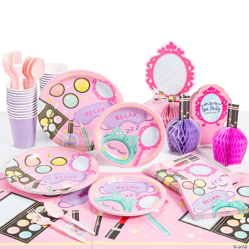 93 Pc. Spa Party Disposable Tableware Kit for 8 Guests