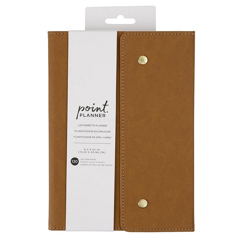 AC Point Planner Snap Leatherette Planner 6"X8"-Brown - Dot Grid - 120 ...