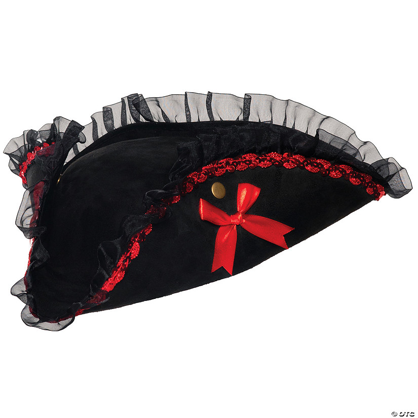 Adults Black & Red Tricorne Hat | Oriental Trading