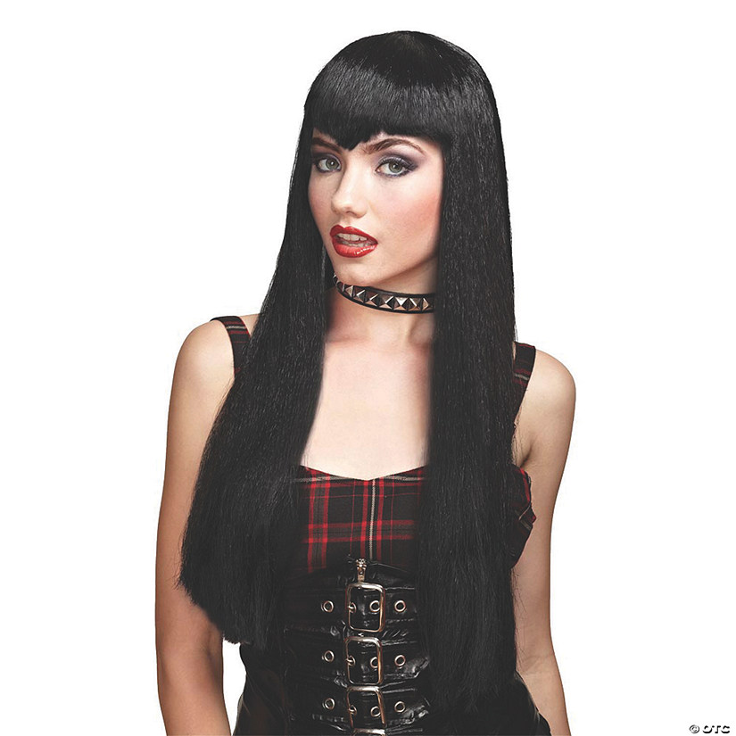 Adults Black Long with Bangs Vamp Wig | Oriental Trading