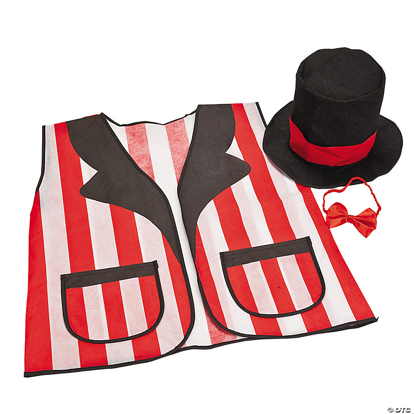 Adults Carnival Game Master Hat & Vest Polyester Costume Set - 3 Pc ...