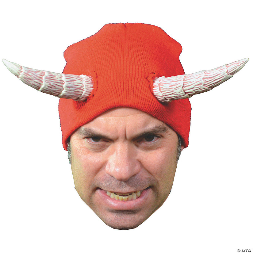Adults Devil's Cap Red Knit Hat with Horns - One Size | Oriental Trading
