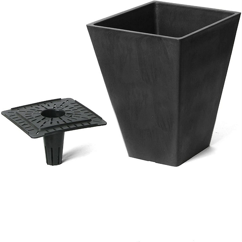Algreen 17326 Valencia Square Flower Pot Planter, 10", Black | Oriental ...