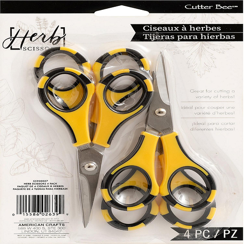 American Crafts Cutter Bee Herb Scissors 4/Pkg-Yellow/Black | Oriental ...
