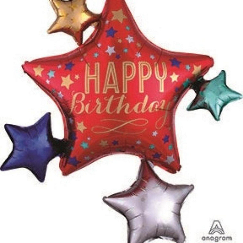 Anagram - 35" - Multicolour - Birthday Satin Star Cluster Balloon