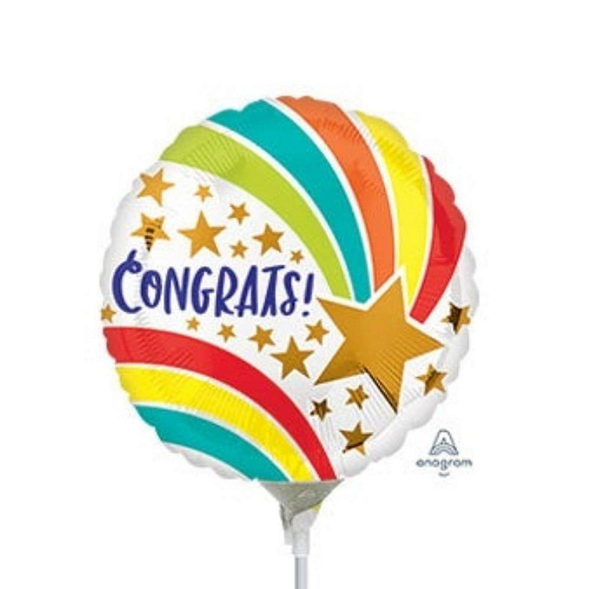 Anagram - 9" - Multicolour - Congrats Shooting Star Foil Balloon