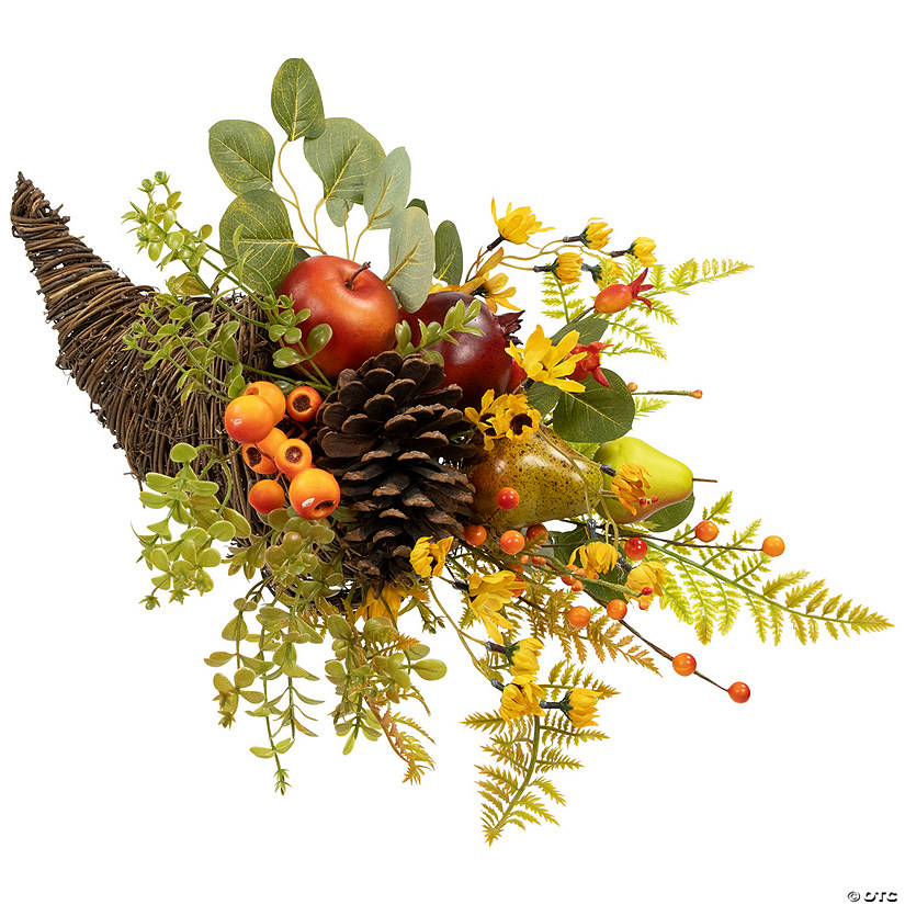Apples and Pears Cornucopia Fall Harvest Decoration - 20"