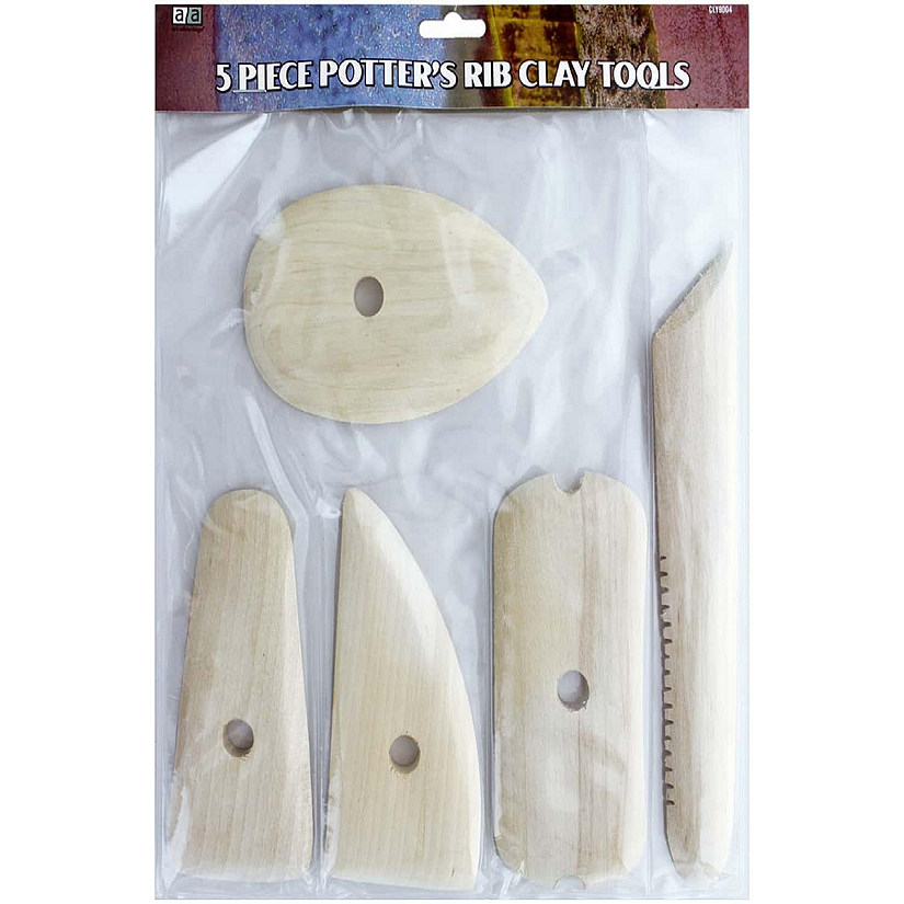 Art Advantage Potter's Rib Wood Clay Tools 5 pc. (3 Pack)