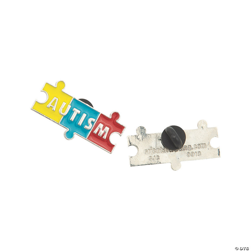 Autism Puzzle Piece Enamel Pins - 12 Pc. | Oriental Trading