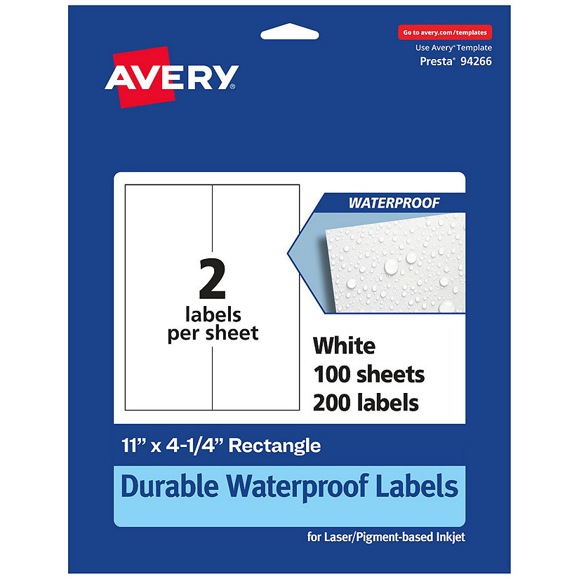 Avery 11" x 4-1/4" Waterproof Rectangle Labels, 200 Labels | Oriental ...