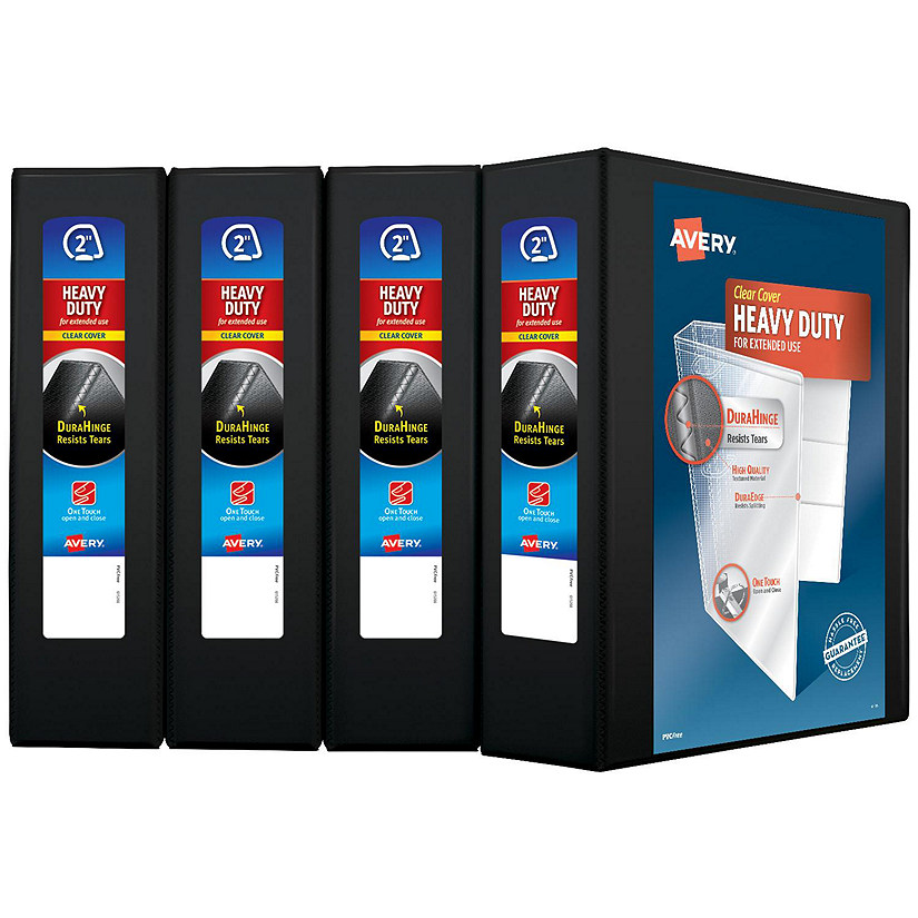Avery Heavy-Duty View Binders, 2" One Touch Slant Rings, 4 Black