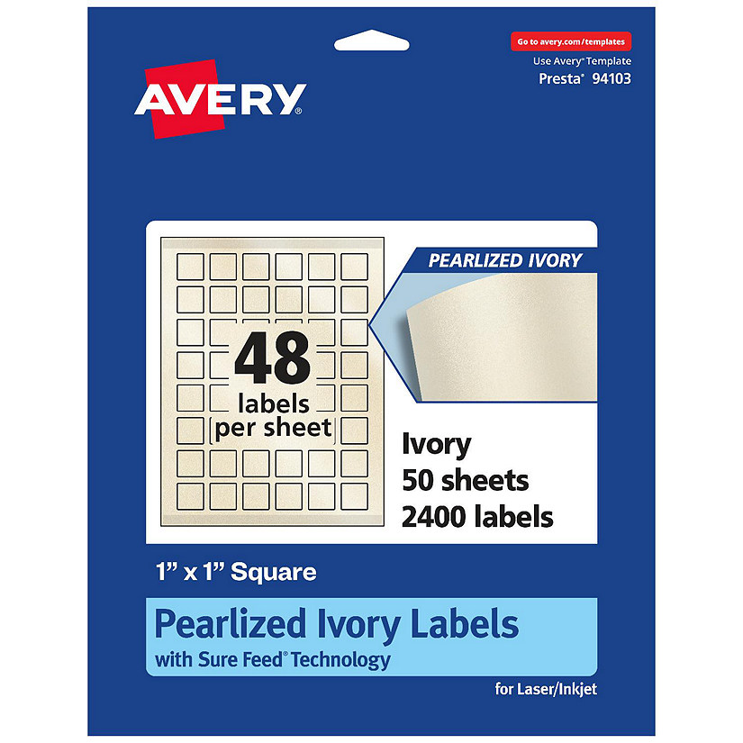 Avery Pearlized Ivory Square Labels, 1" x 1", 2,400ct | Oriental Trading