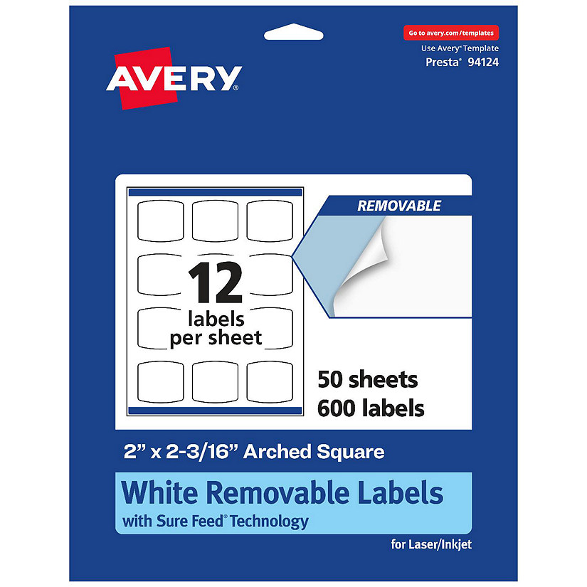 Avery Removable Arched Square Labels, 2" x 2-3/16", 600ct | Oriental ...