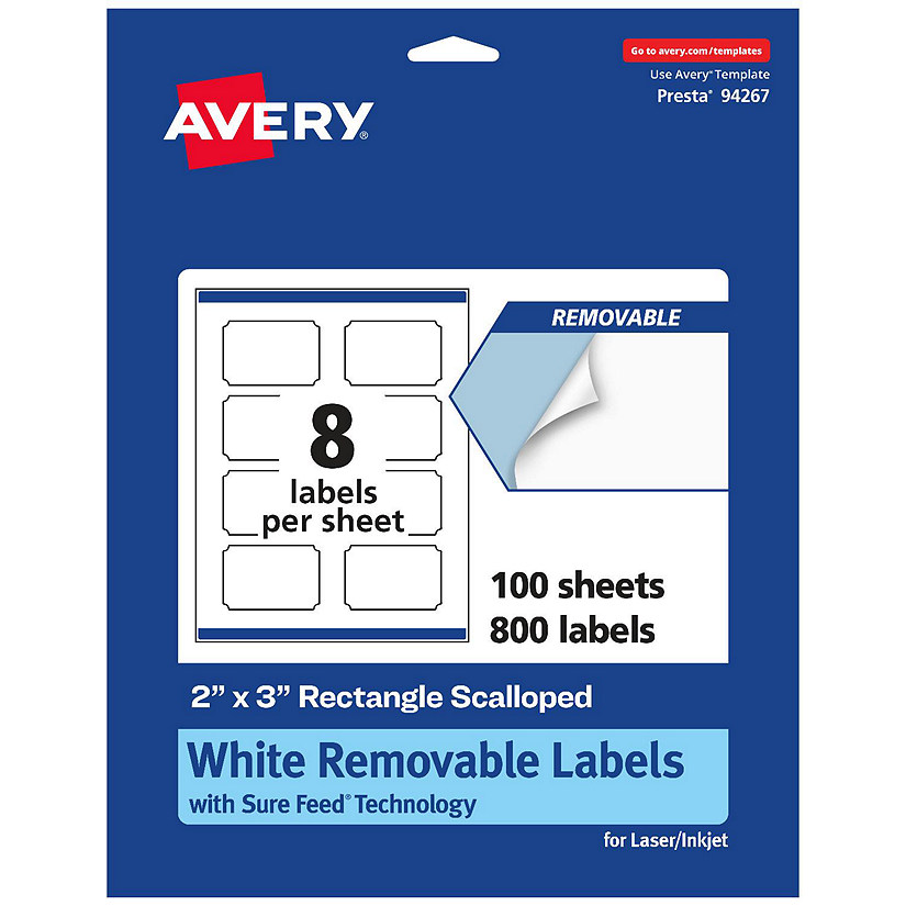 Avery Removable Rectangle Scalloped Labels, 2" x 3", 800ct | Oriental ...