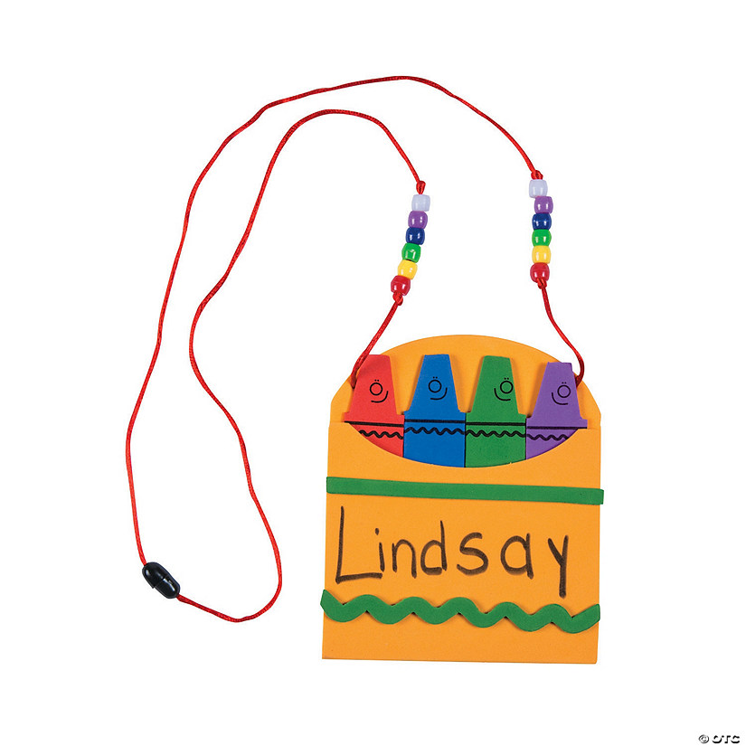 Back-To-School Name Tag Necklace Craft Kit - Makes 12