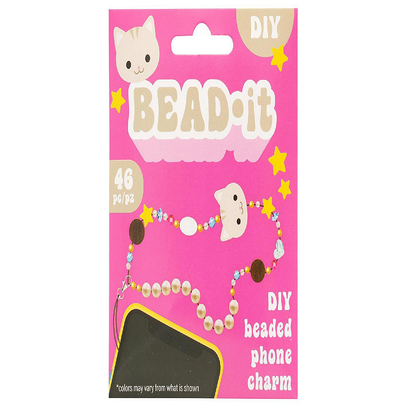 Bead It DIY Phone Charm Kit-Kitty, 46 Pieces
