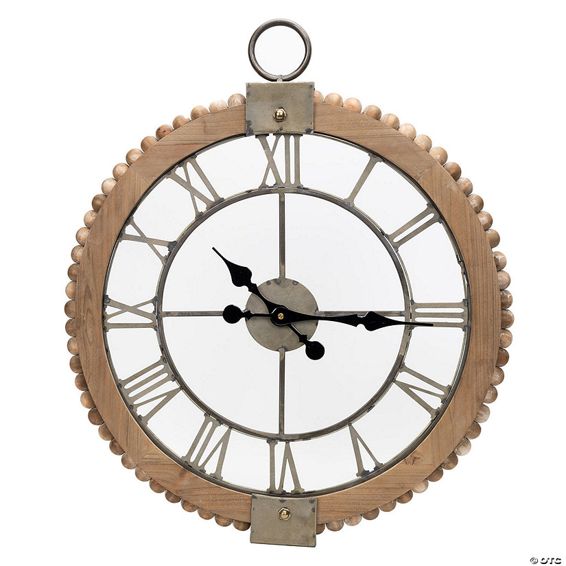 Beaded Wood Wall Clock with Metal Face 30"H | Oriental Trading