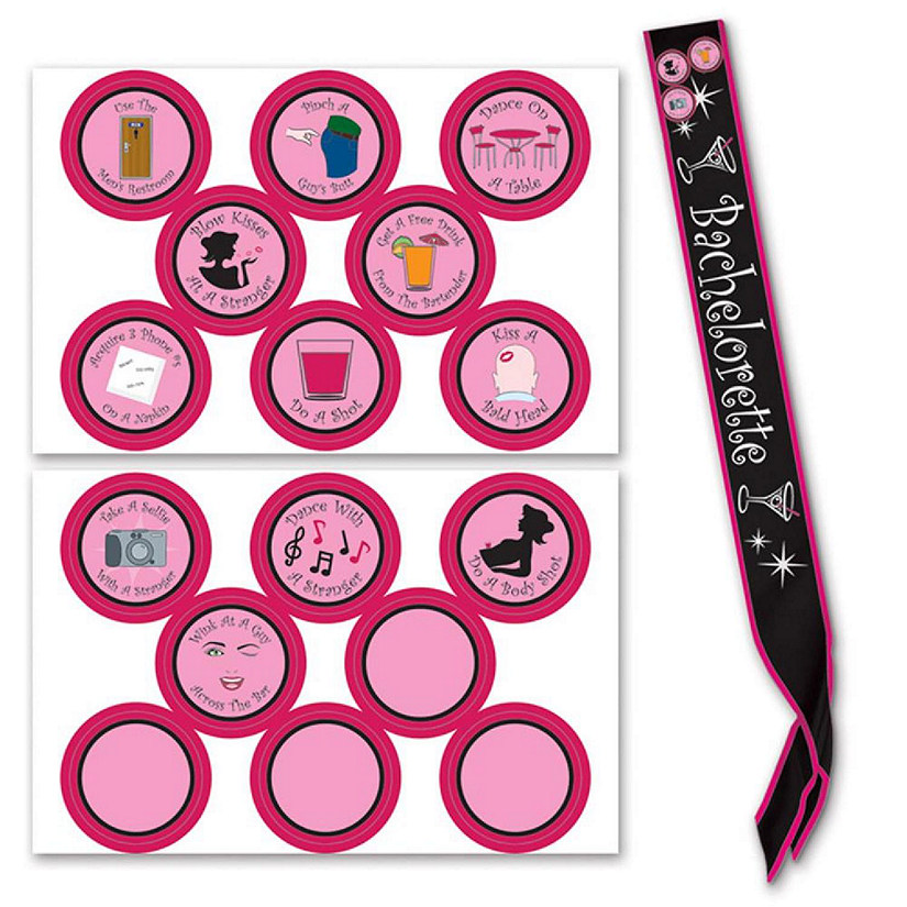 Beistle - Bachelorette Satin Sash w/Badges - 6 Pack | Oriental Trading