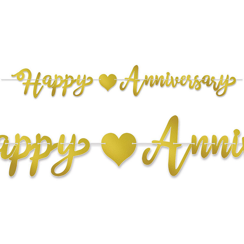 Beistle - Foil Happy Anniversary Streamer - Golden - 12 Pack | Oriental ...