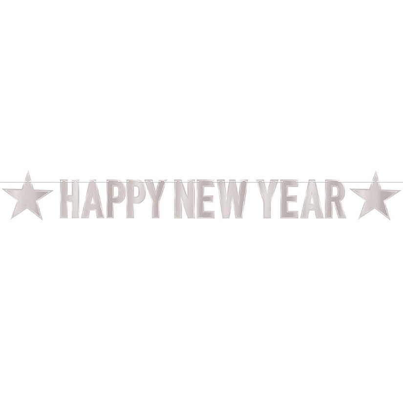 Beistle - Foil Happy New Year Streamer - Silver - 12 Pack