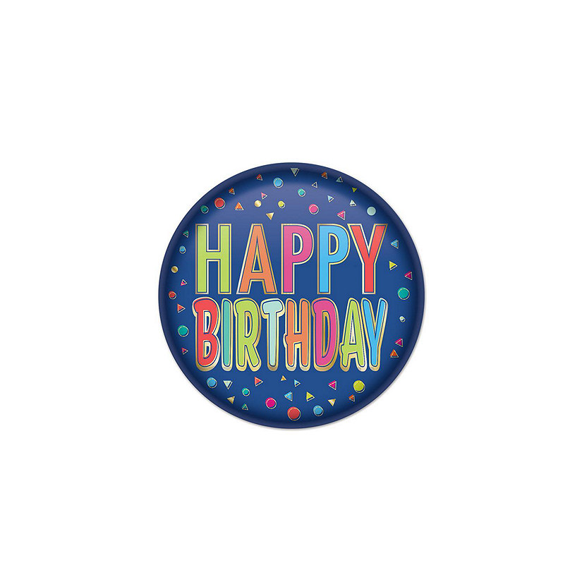 Beistle - Happy Birthday Button - Blue - 6 Pack | Oriental Trading