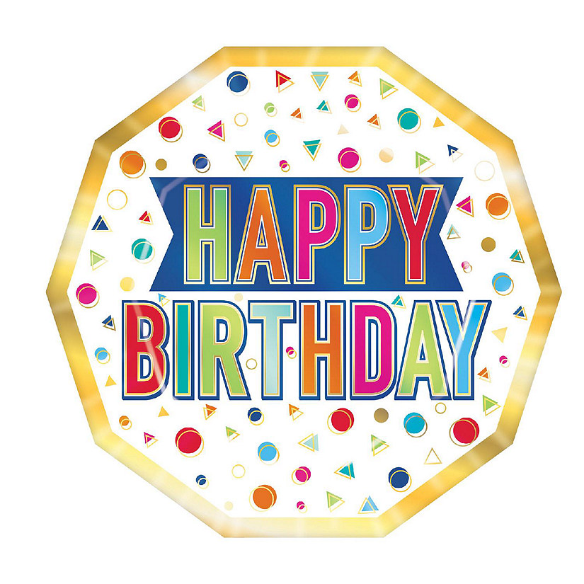 Beistle - Happy Birthday Decagon Plates - 12 Pack | Oriental Trading