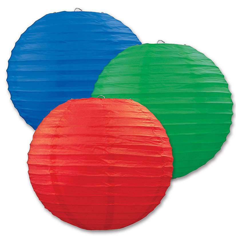 Beistle - Paper Lanterns - Red, Blue and Green - 6 Pack | Oriental Trading