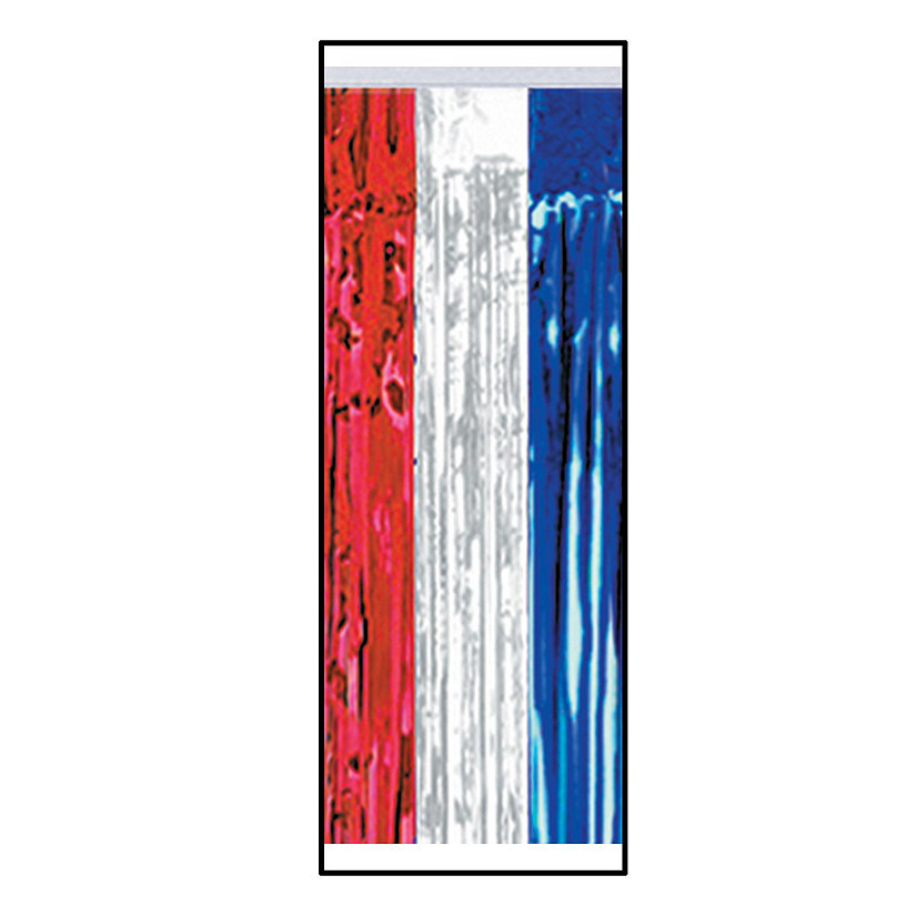 Beistle - Pkgd 1-Ply Metallic Table Skirting - Red, Silver and Blue - 6 ...